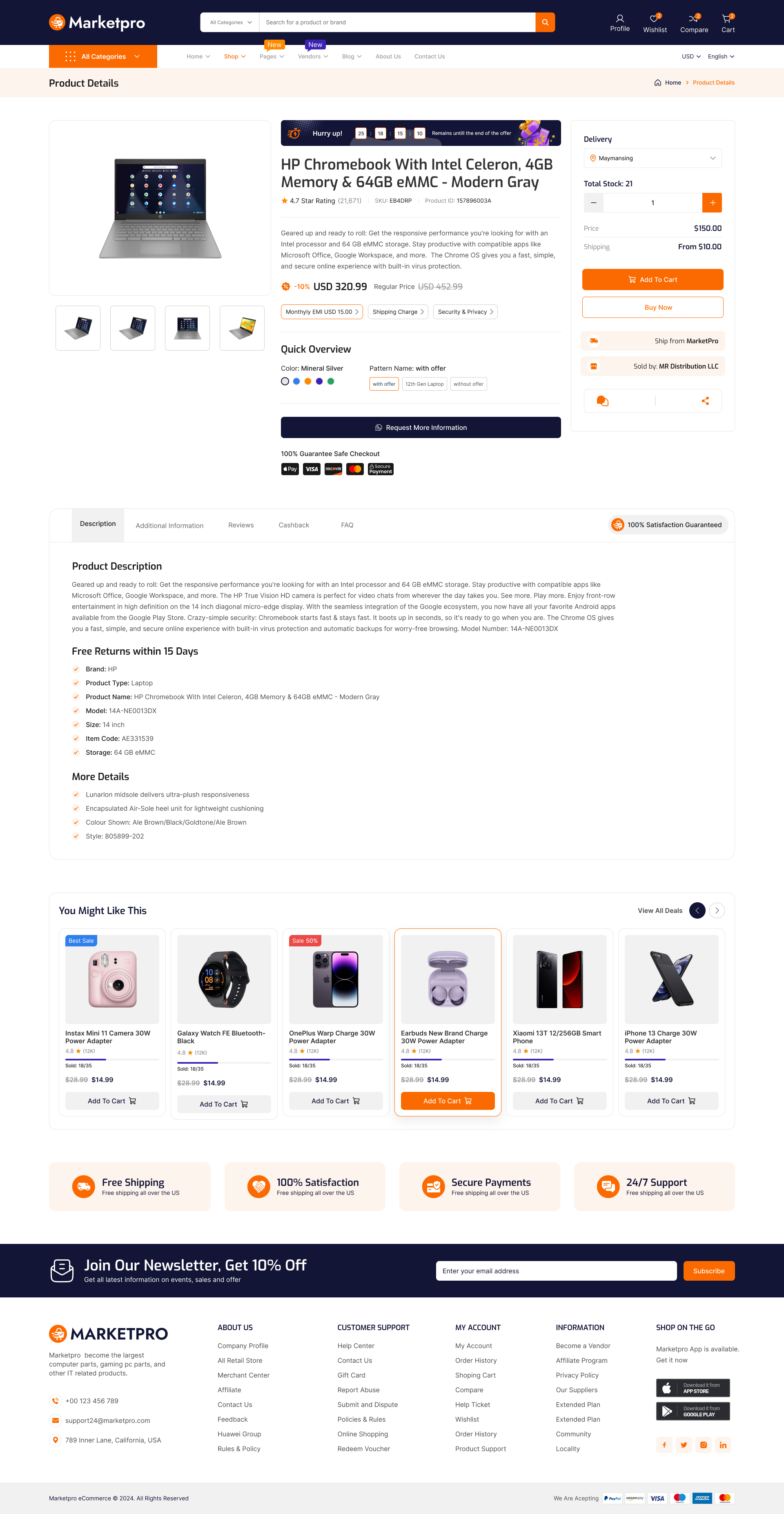 MarketPro - eCommerce Multivendor React JS Template Multipurpose by wowtheme7