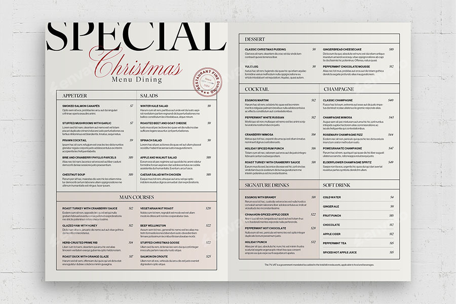 Modern Christmas Menu Template, Print Templates | GraphicRiver