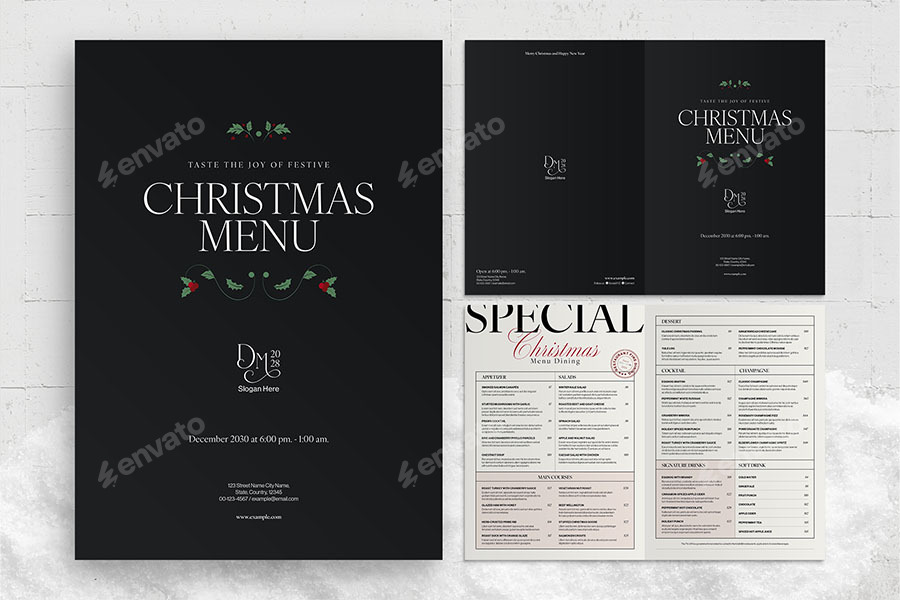 Modern Christmas Menu Template, Print Templates | GraphicRiver