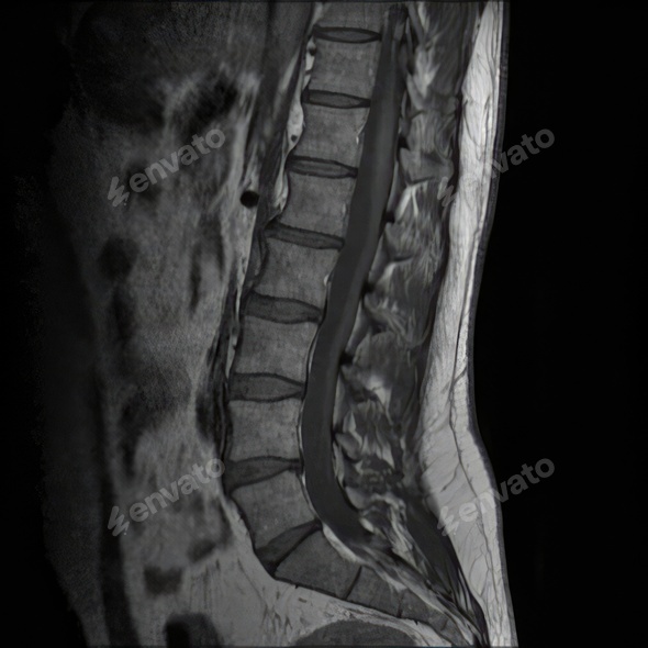 Magnetic resonance imaging showing healthy lumbar spine and spinal cord ...
