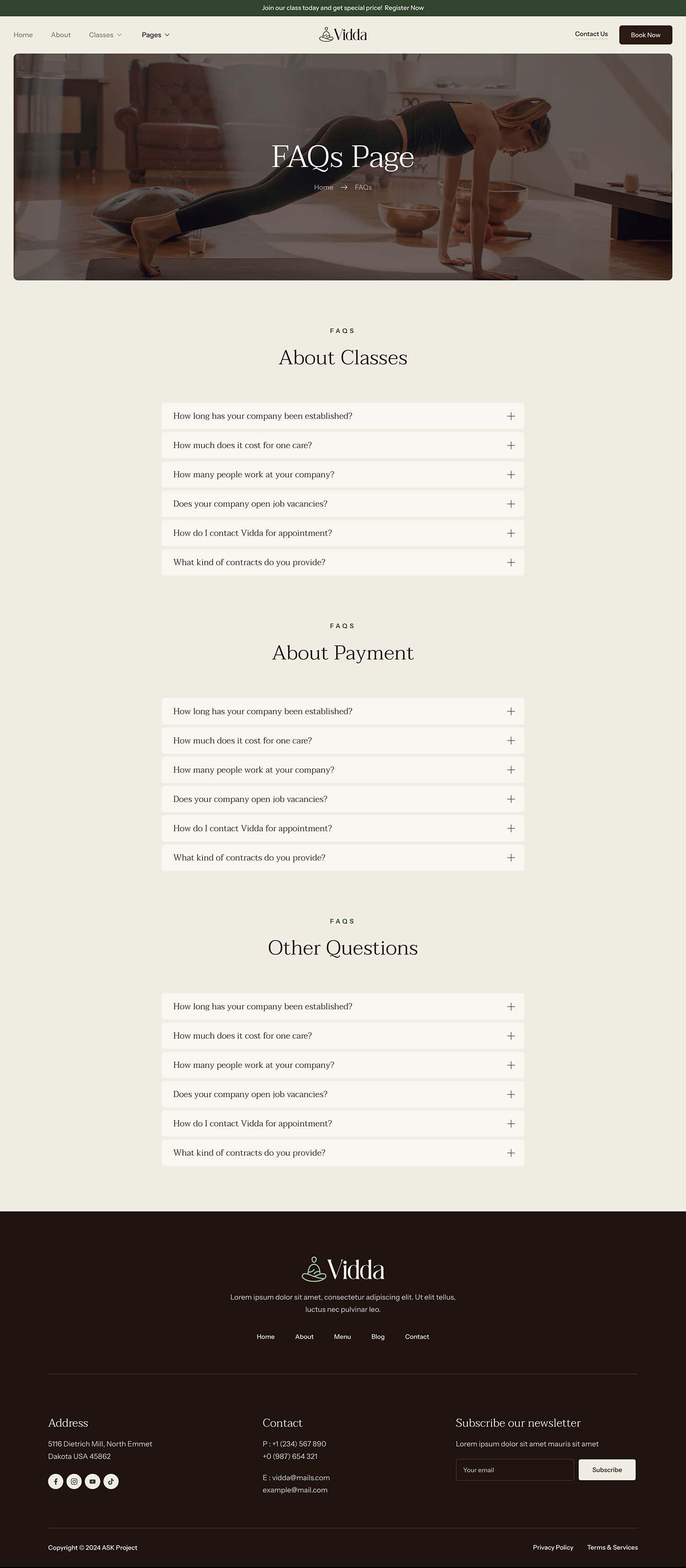 Vidda - Yoga Studio & Fitness Elementor Template Kit by askproject