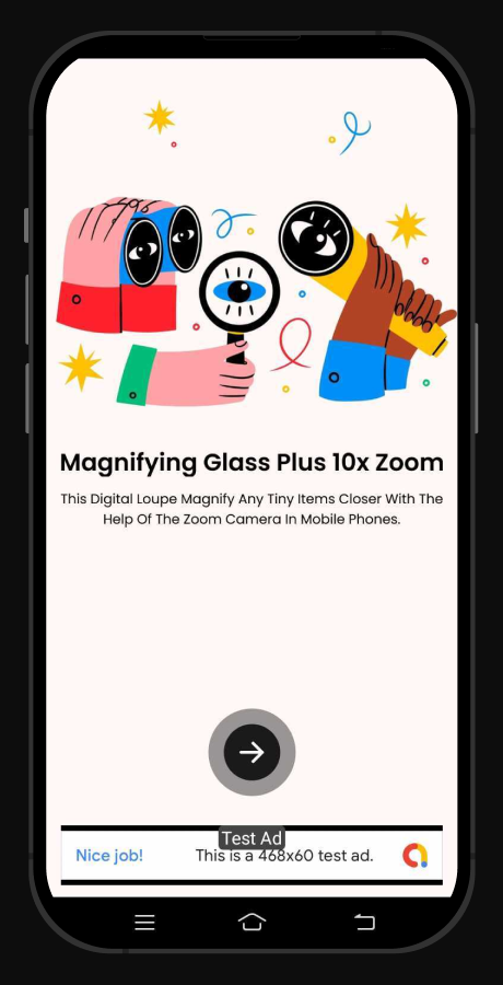 Magnifying Glass Plus 10x Zoom - Object Detector - Magnifier Camera - Stylish Fonts by VocsyInfotech