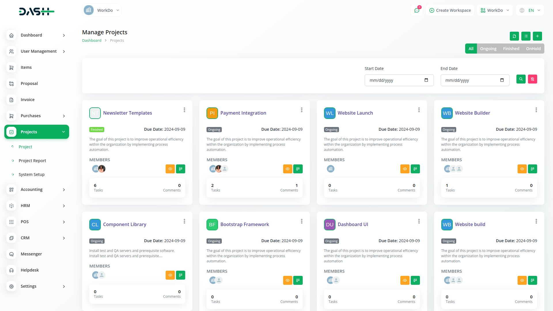 WorkDo Dash SaaS - Open Source ERP with Multi-Workspace by WorkDo | CodeCanyon