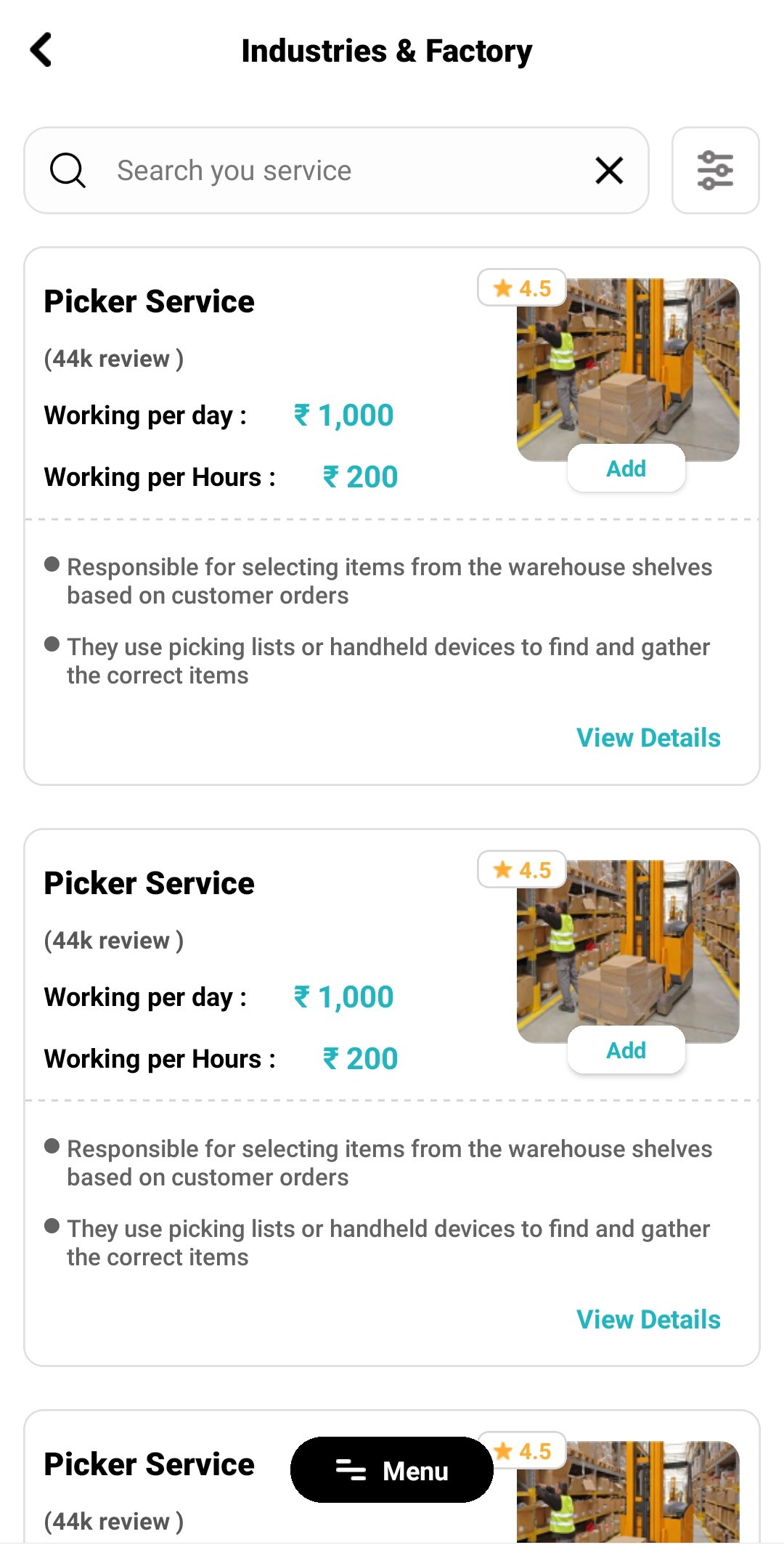 Multi Service App Ui For React Native User And Vendor Apps By K29solutions