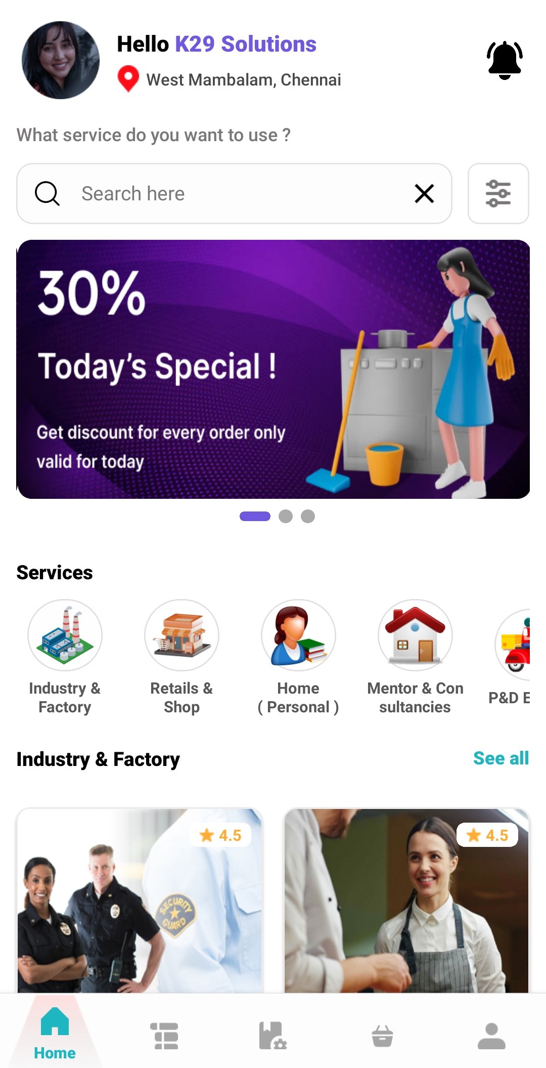 Multi Service App Ui For React Native User And Vendor Apps By K29solutions