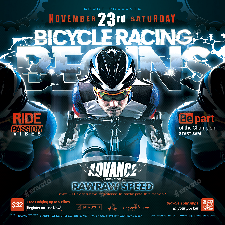 Bicycle Racing Event Flyer, Print Templates | GraphicRiver