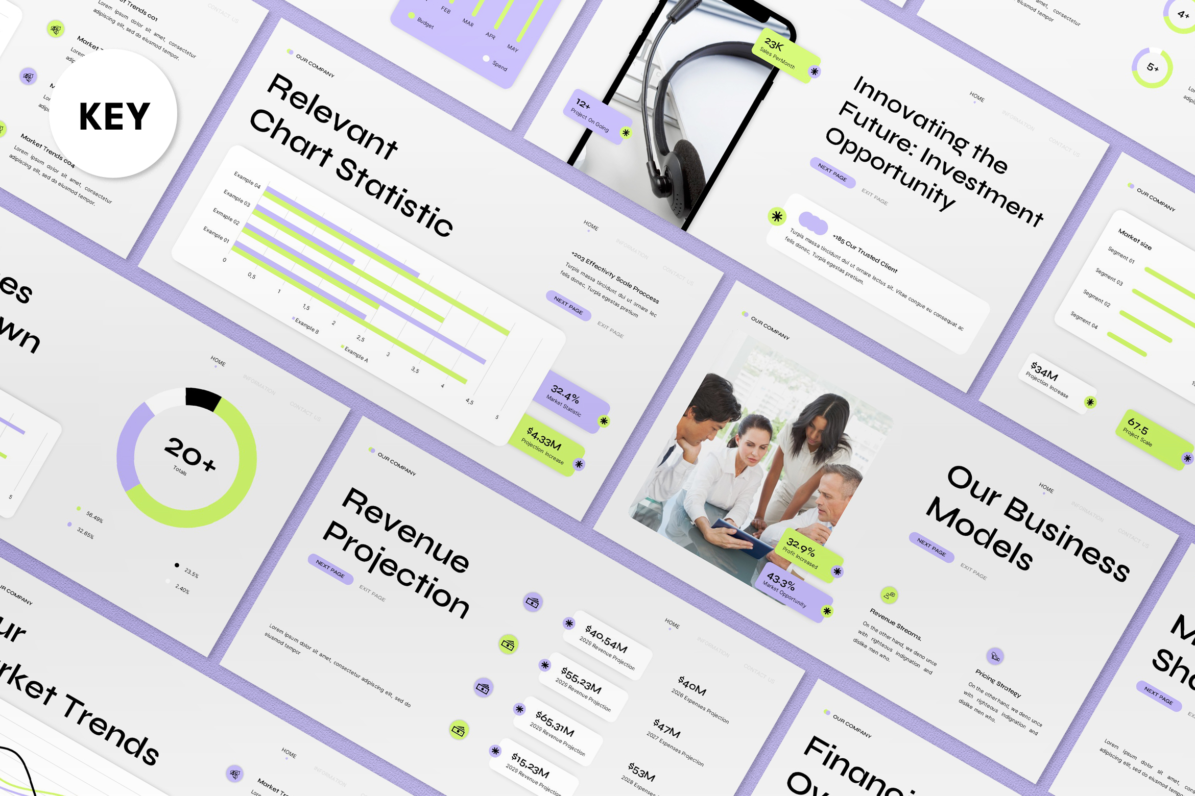 Purple Modern Investment Pitch Deck Keynote, Presentation Templates