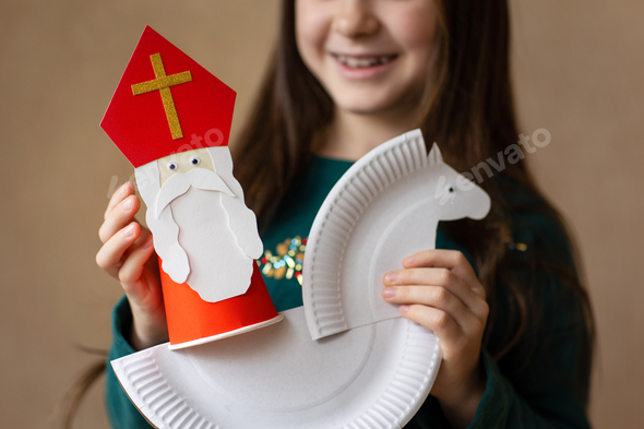 paper craft from paper plates and glasses for kids. DIY toy Saint ...