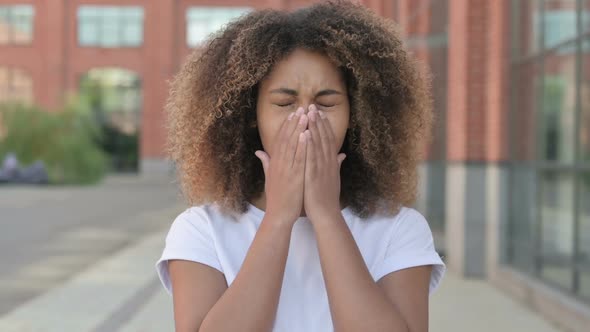 African Woman Crying While Standing Outside, Stock Footage | VideoHive