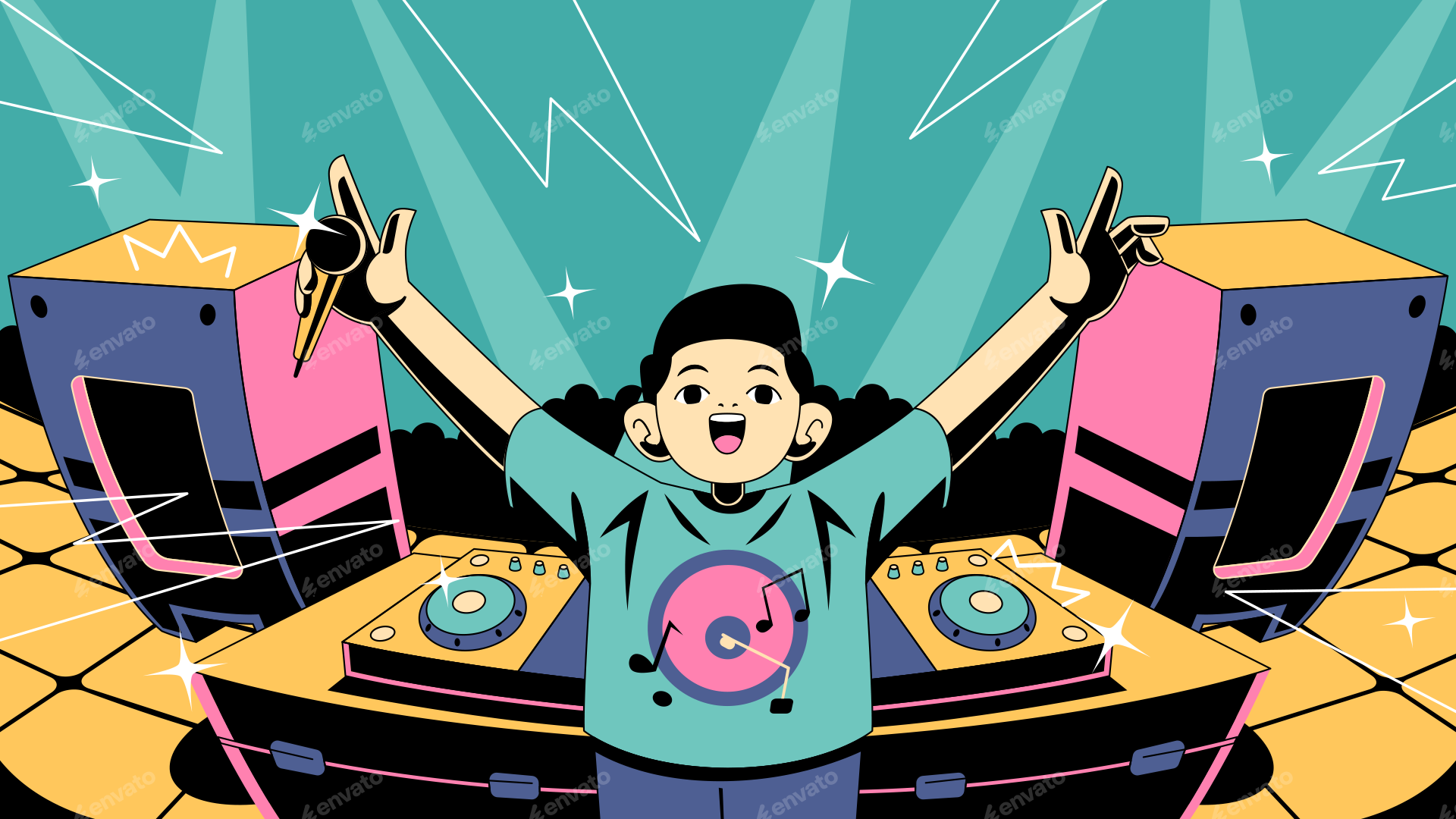 DJ Party Vector Illustration Set, Vectors | GraphicRiver