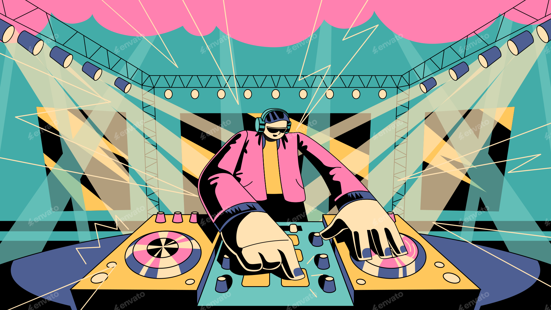 DJ Party Vector Illustration Set, Vectors | GraphicRiver