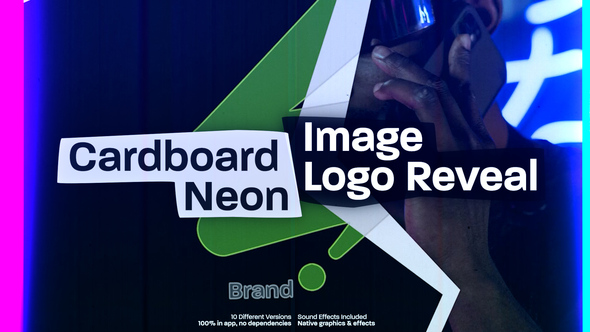 Cardboard Image Collage Logo Reveal Pack, Cyberpunk Neon Paper Effect ...