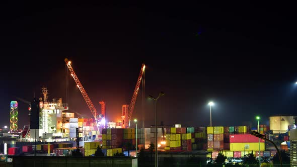 Timelapse Cranes Loading Cargo Ship (Static), Stock Footage | VideoHive