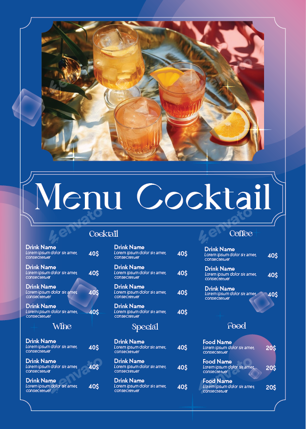 Cocktail Menu, Print Templates | GraphicRiver