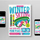 Blue And Pink Riso Graph Winter Skiing Flyer Set, Print Templates ...