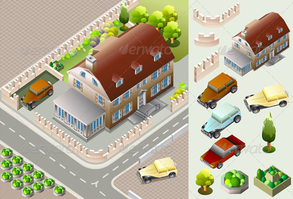 Isometric Building and Map, Vectors | GraphicRiver