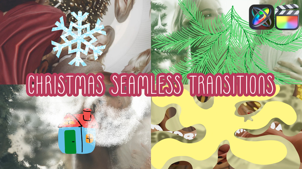 Cartoon Christmas Seamless Transitions for FCPX, Apple Motion Templates
