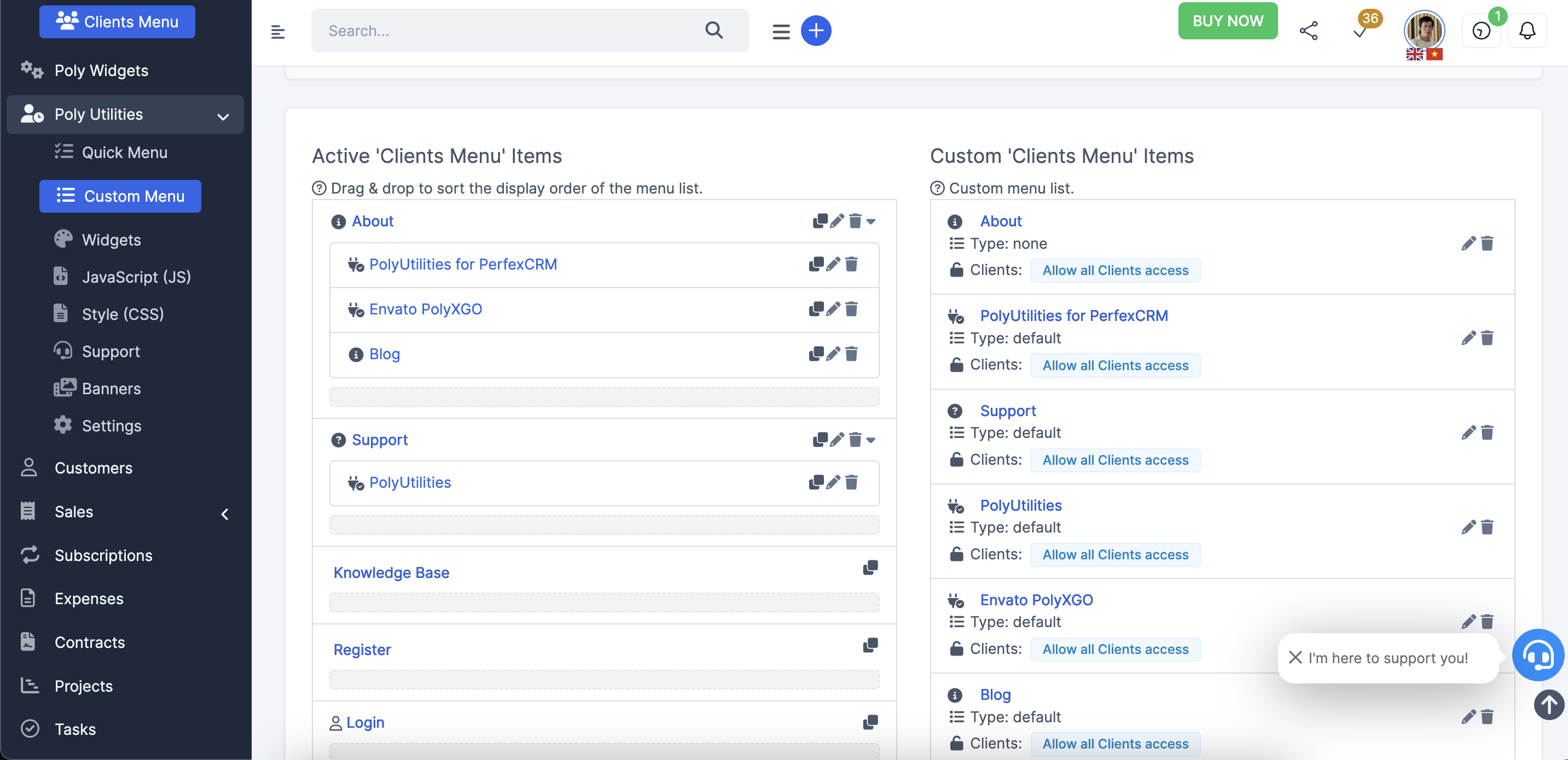 PolyUtilities for Perfex CRM: Quick Access Menu, Custom JS, CSS, and More by polyxgo
