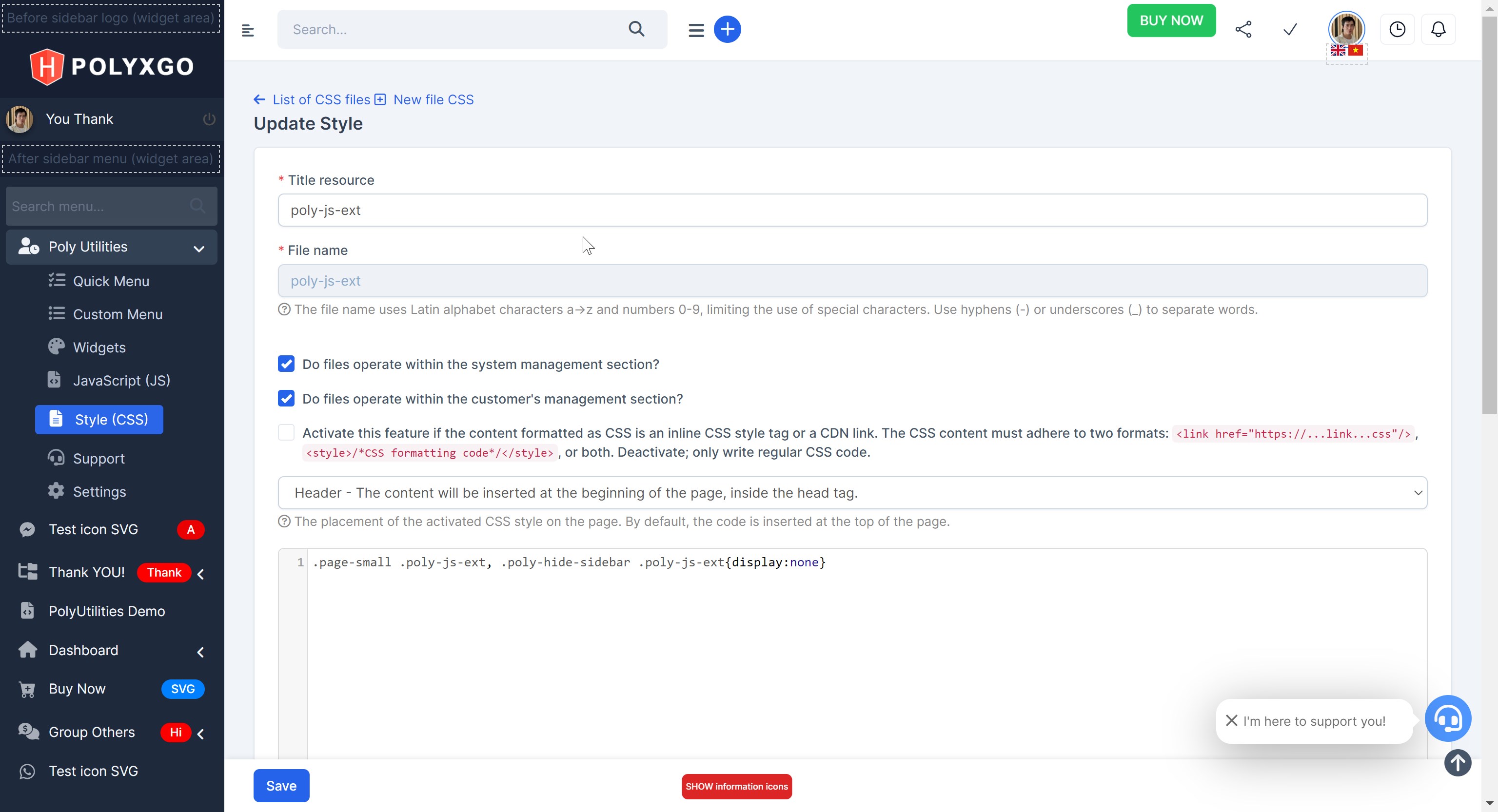 PolyUtilities for Perfex CRM: Quick Access Menu, Custom JS, CSS, and ...