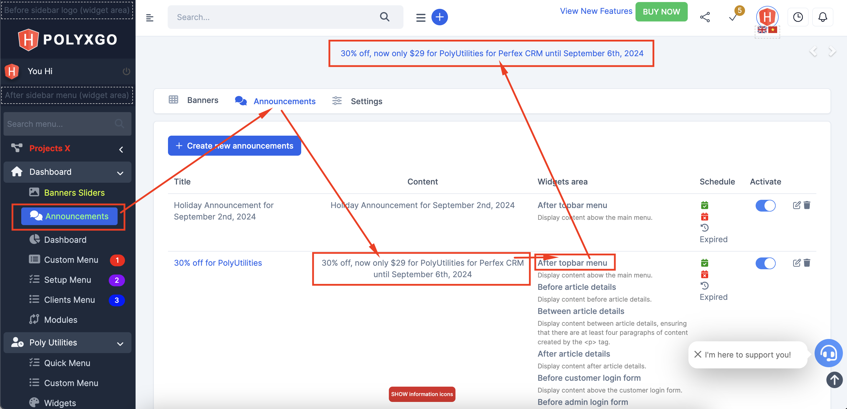 PolyUtilities for Perfex CRM: Quick Access Menu, Custom JS, CSS, and More by polyxgo