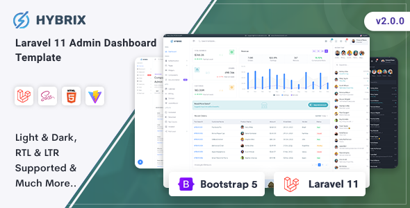 Hybrix - Laravel 11 Admin & Dashboard Template by Themesbrand | ThemeForest