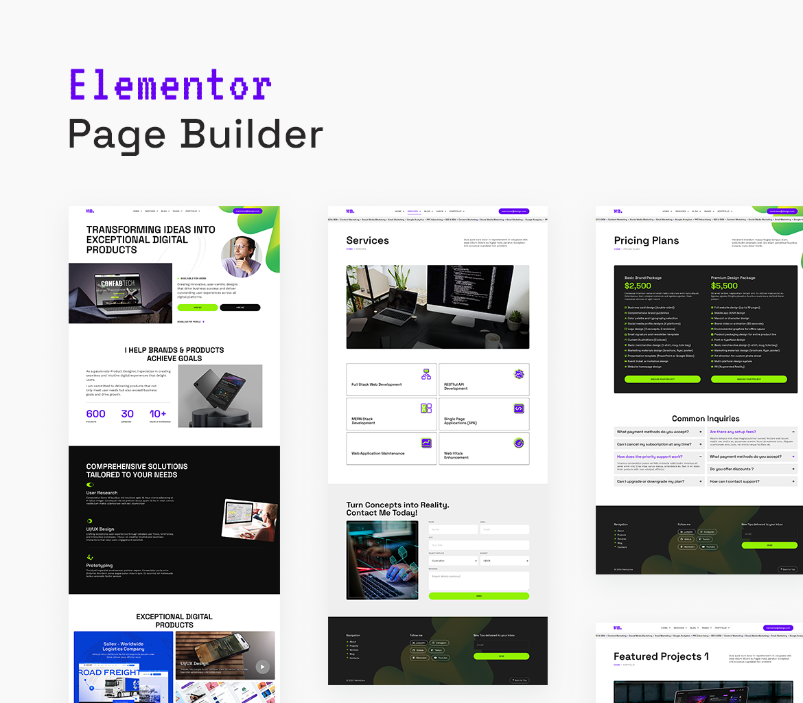 Vectra – Developer Portfolio Elementor Pro Template Kit by merkulove