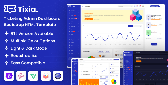 Tixia - Ticketing Admin Dashboard Bootstrap HTML Template by DexignZone