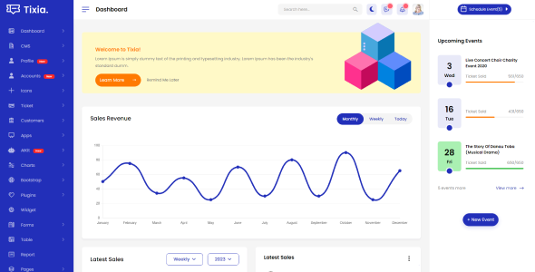 Tixia - Ticketing Admin Dashboard Bootstrap HTML Template by DexignZone