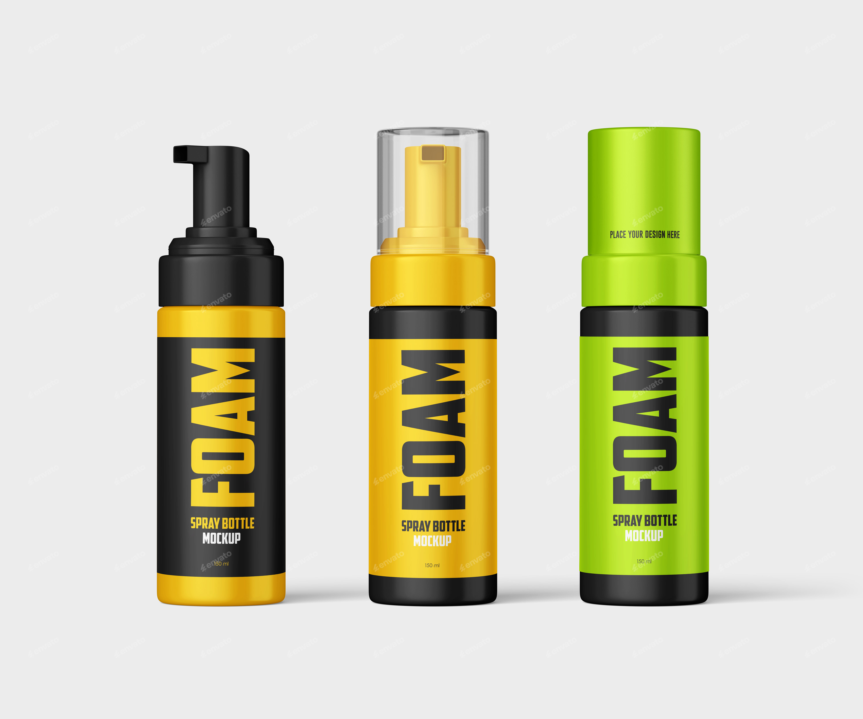 Foam Spray Bottle Mockup Set, Graphics | GraphicRiver