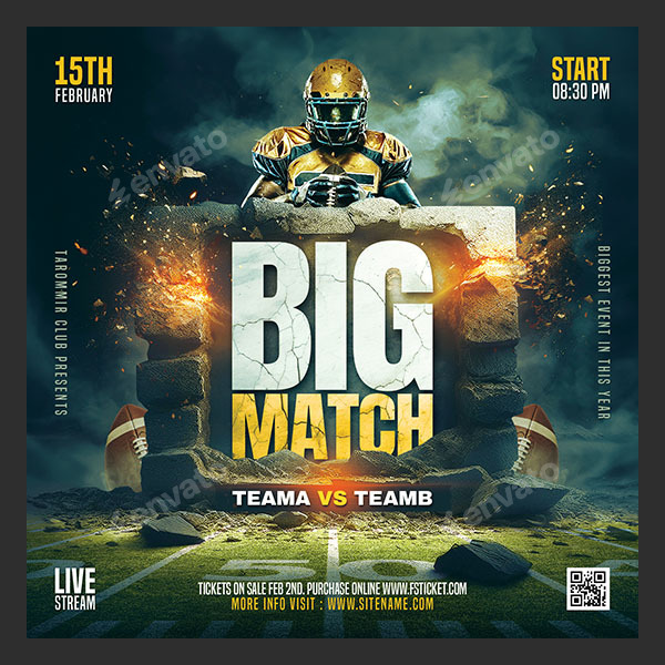 American Football Big Game Flyer, Print Templates | GraphicRiver