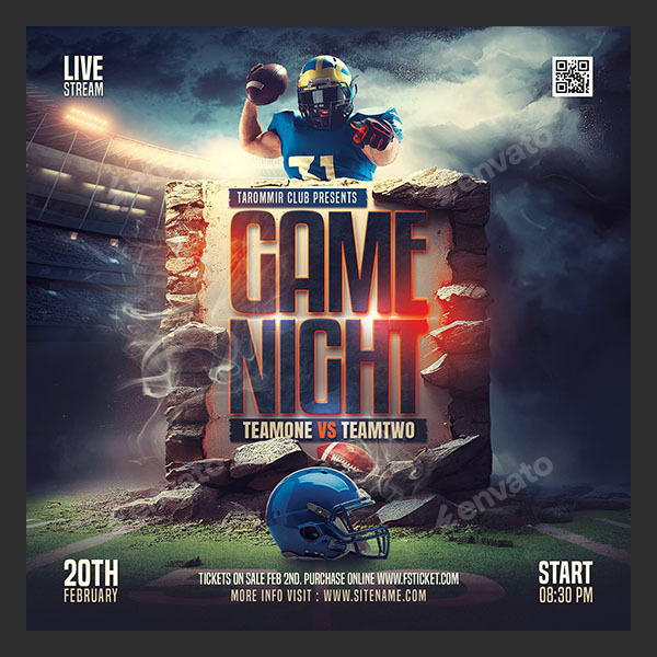 American Football Game Night Flyer, Print Templates | GraphicRiver