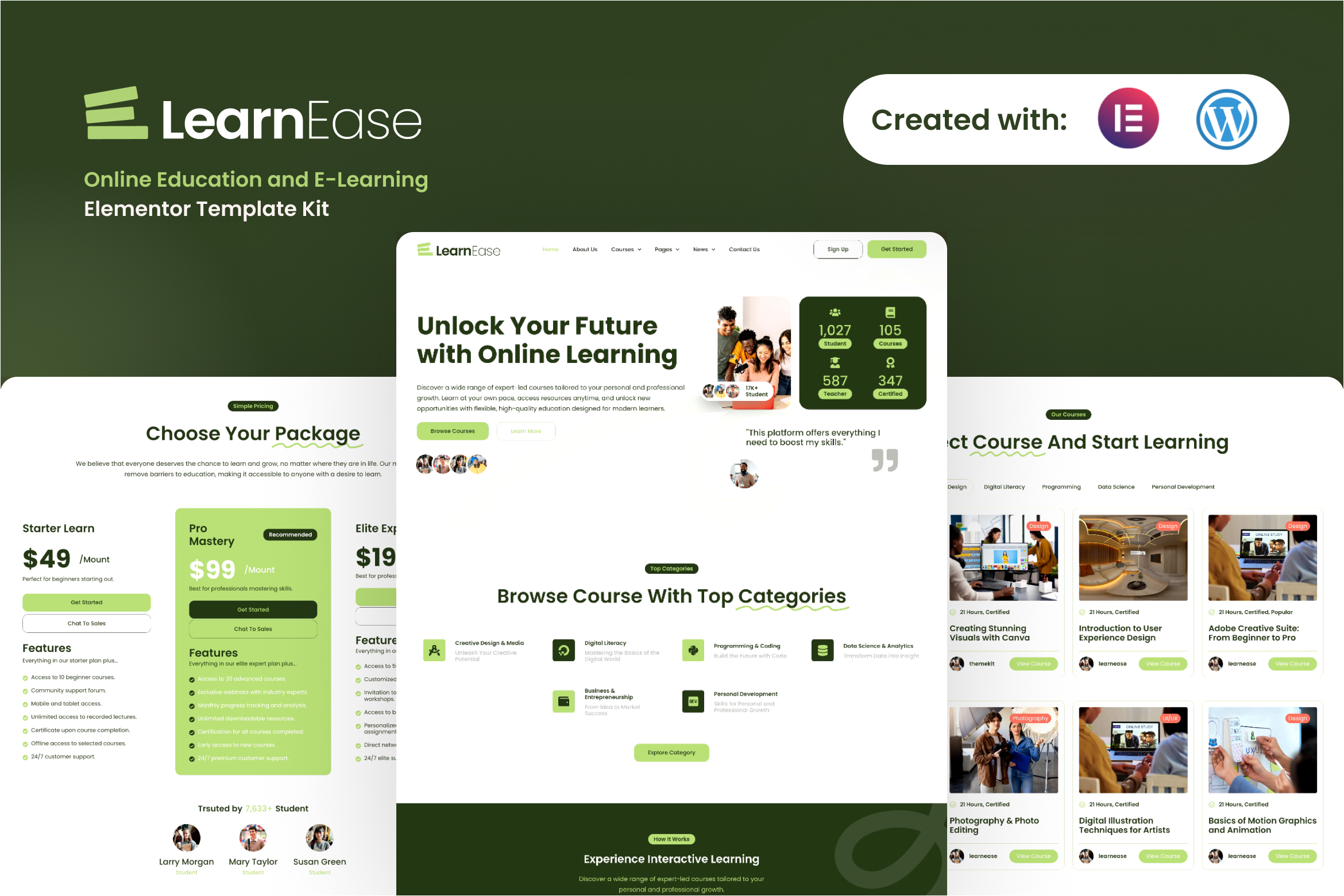LearnEase - Online Education & E-Learning Elementor Pro Template Kit by alfatheme
