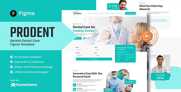 Prodent - Dentist Dental Care Figma Template by Rometheme | ThemeForest