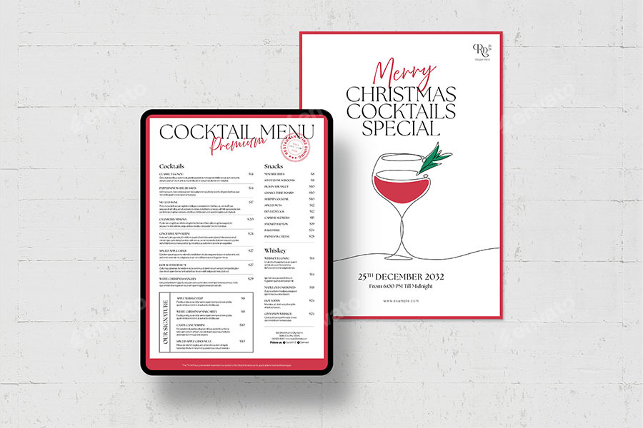 Christmas Cocktail Menu Template, Print Templates | GraphicRiver