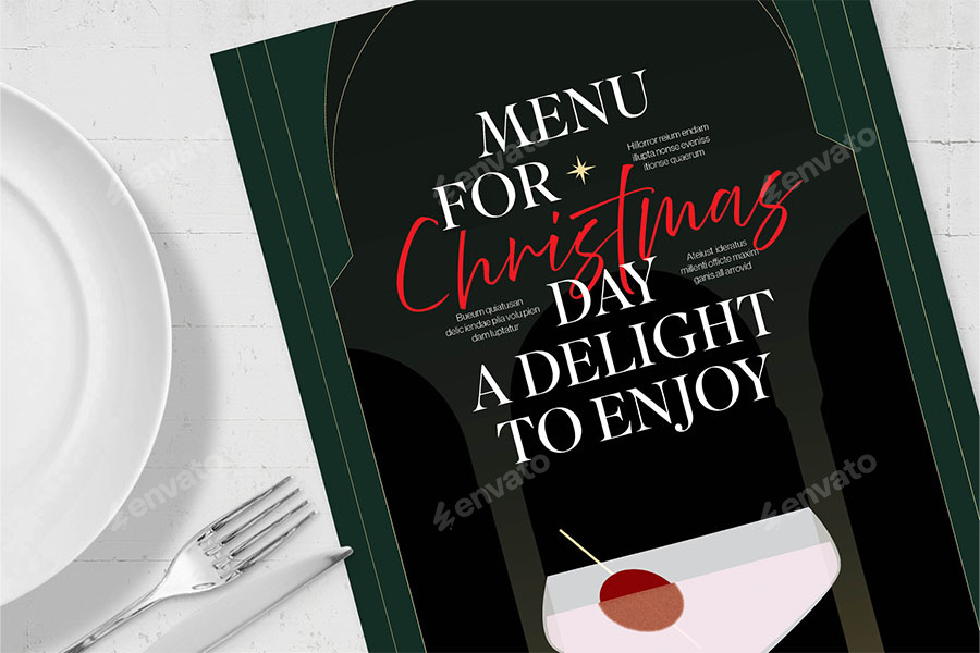 Christmas Cocktail Menu Template, Print Templates | GraphicRiver