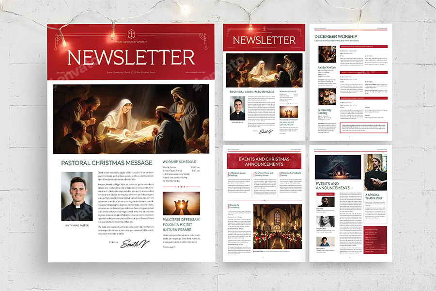 Church Christmas Newsletter Template, Print Templates | GraphicRiver