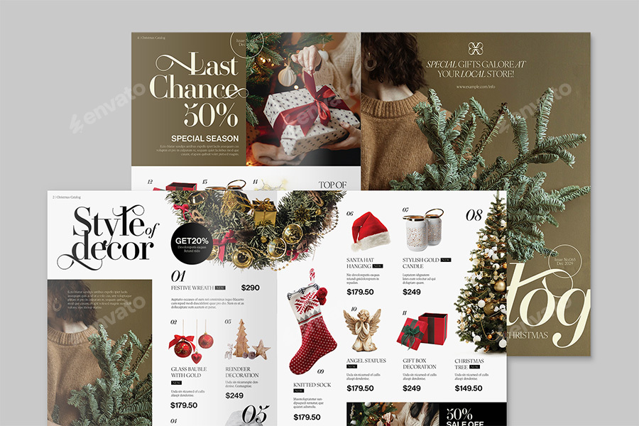 Christmas Product Catalog Layout, Print Templates | GraphicRiver