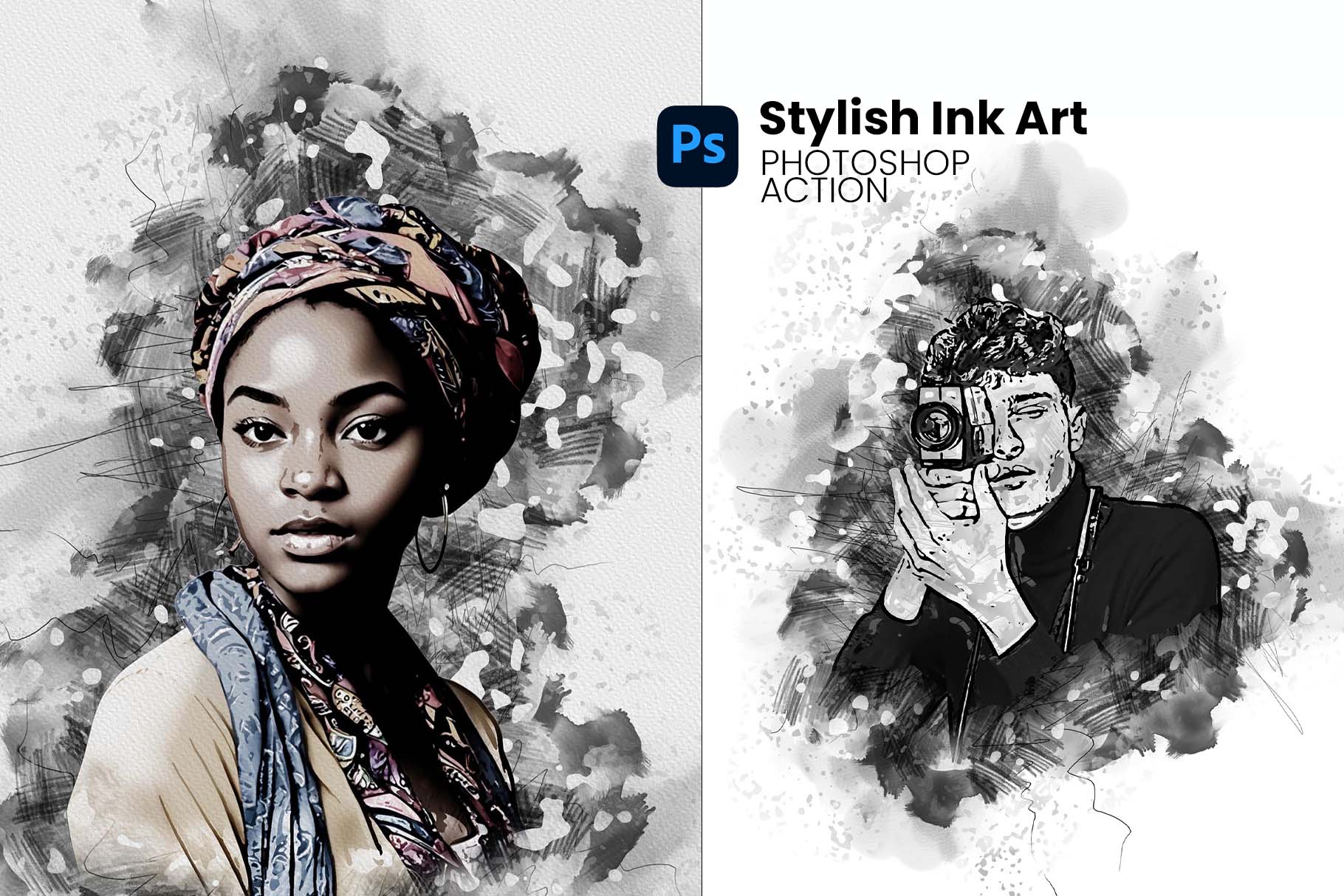 Stylish Ink Art Photoshop Action, Add-ons | GraphicRiver