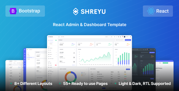 Shreyu - React Admin & Dashboard Template by coderthemes | ThemeForest