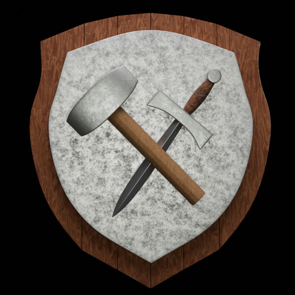 3D Animated Shield With Hammer and Sword by Sanya_Design | 3DOcean