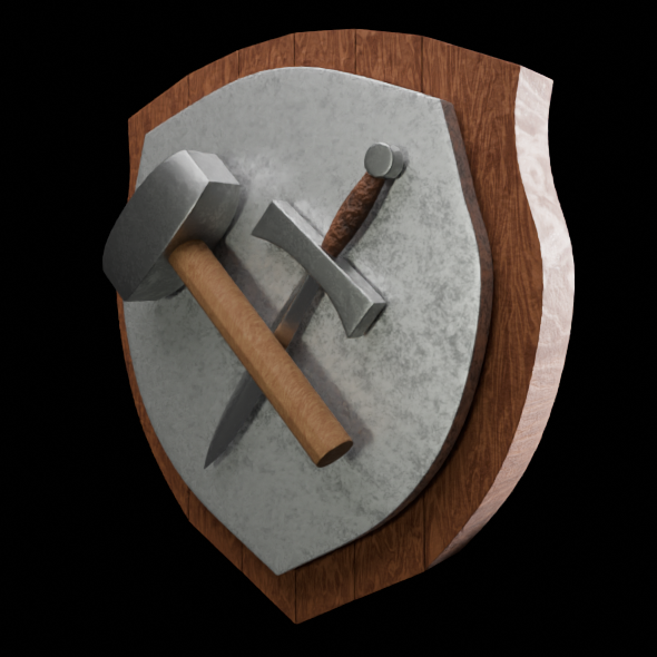 3D Animated Shield With Hammer and Sword by Sanya_Design | 3DOcean