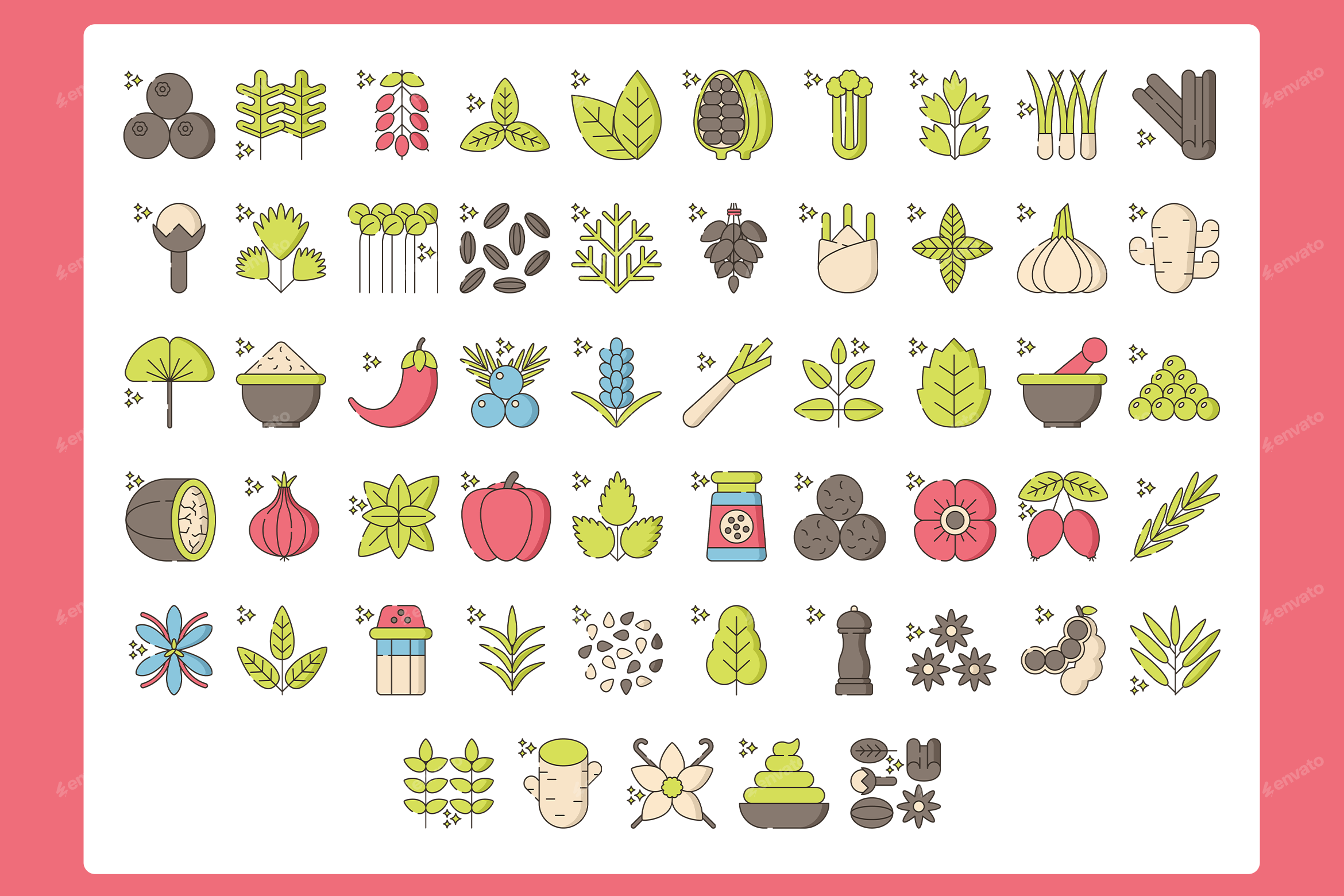 55 Herbs and Spices Icons | Hazel Series, Icons | GraphicRiver