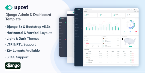 Upzet - Django Admin & Dashboard Template by themesdesign | ThemeForest
