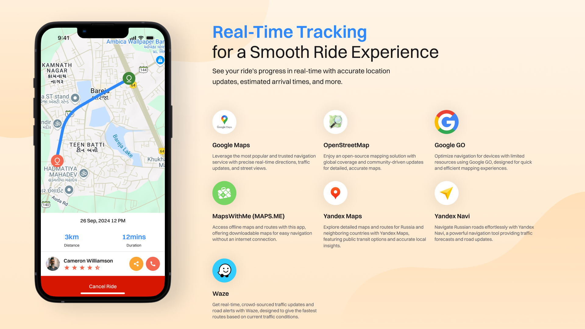 CabME - Flutter Complete Taxi app | Taxi Booking Solution by siddhiinfosoft