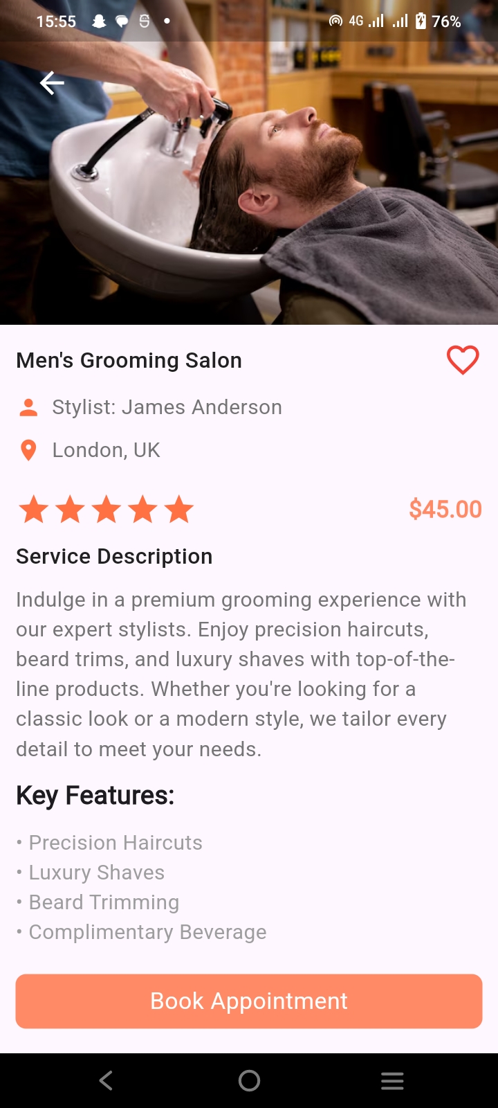 Salon Barber Booking Flutter UI Kit by CodentraTech | CodeCanyon