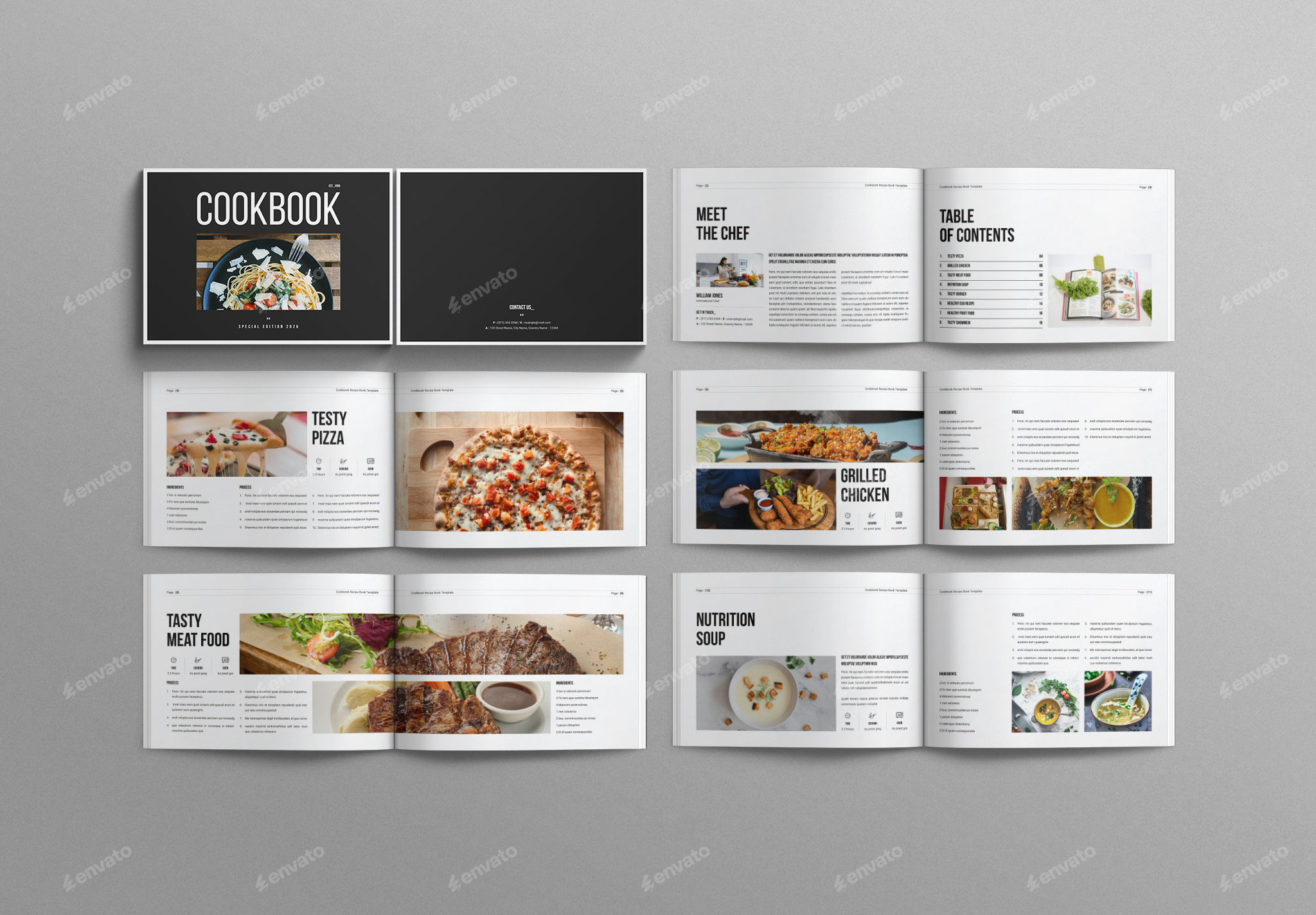 Cookbook Recipe Book Template Landscape, Print Templates | GraphicRiver