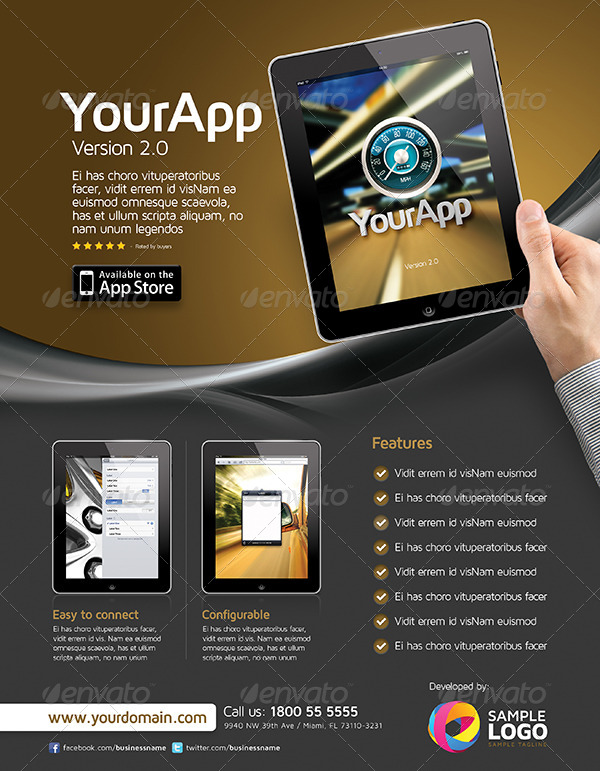 Multipurpose Mobile App Flyer Template, Print Templates | GraphicRiver