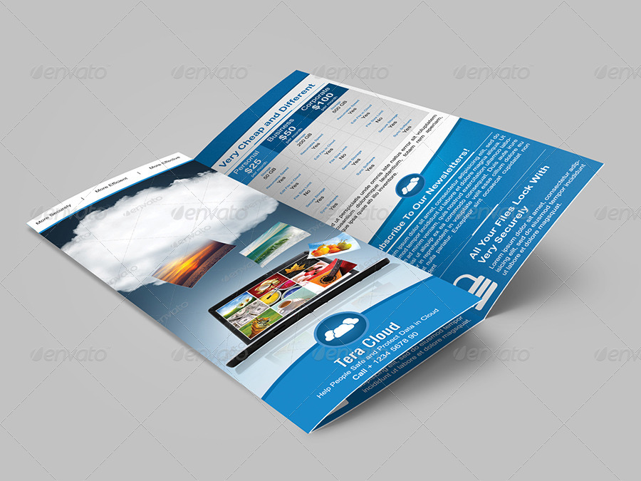 Cloud Storage Trifold Brochure, Print Templates | GraphicRiver