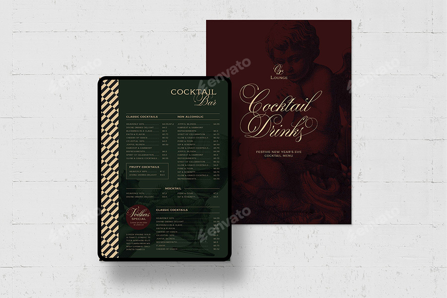 Cocktail Menu Drinks List Template, Print Templates | GraphicRiver