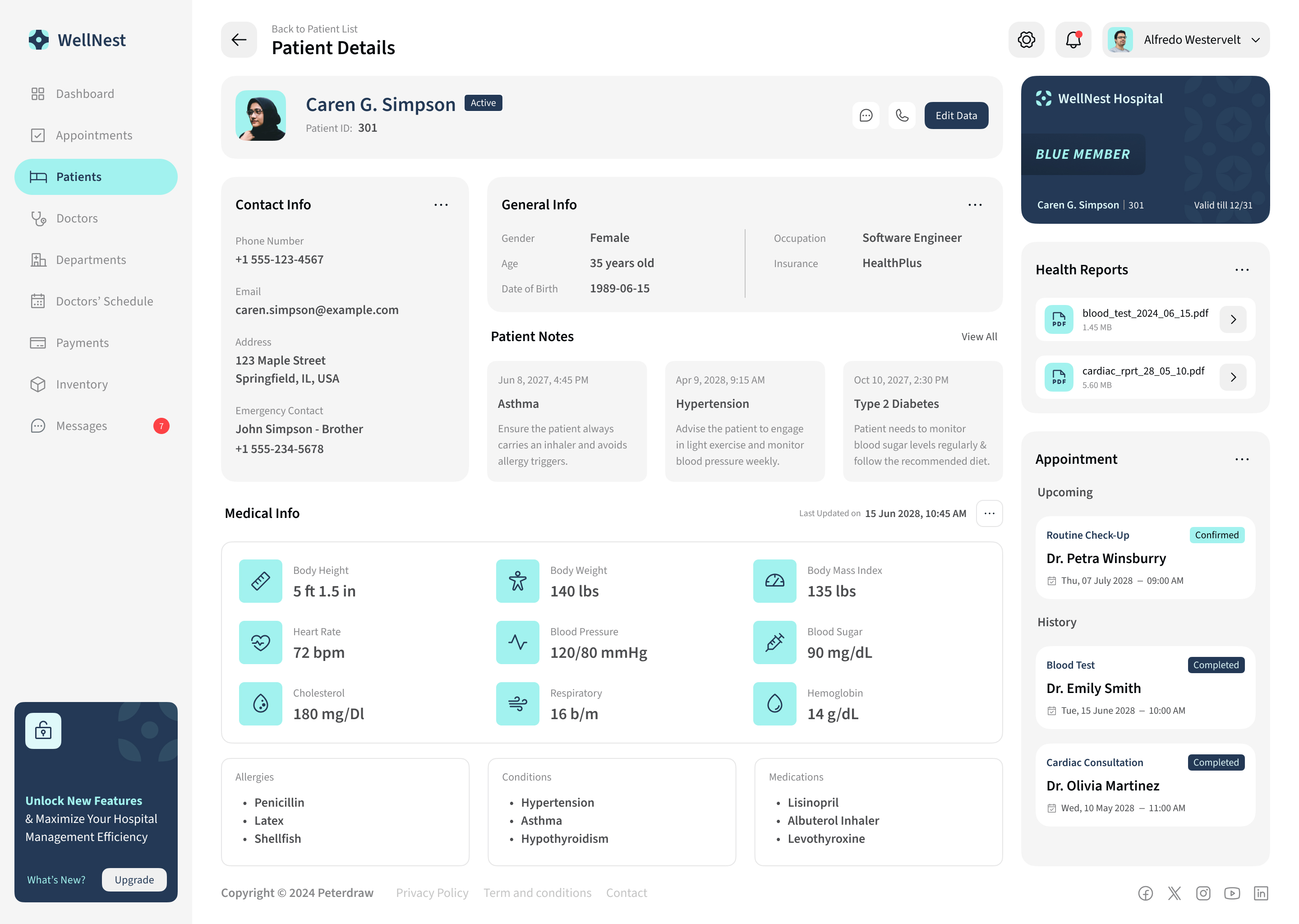 WellNest - Hospital Management Dashboard Figma Template by peterdraw
